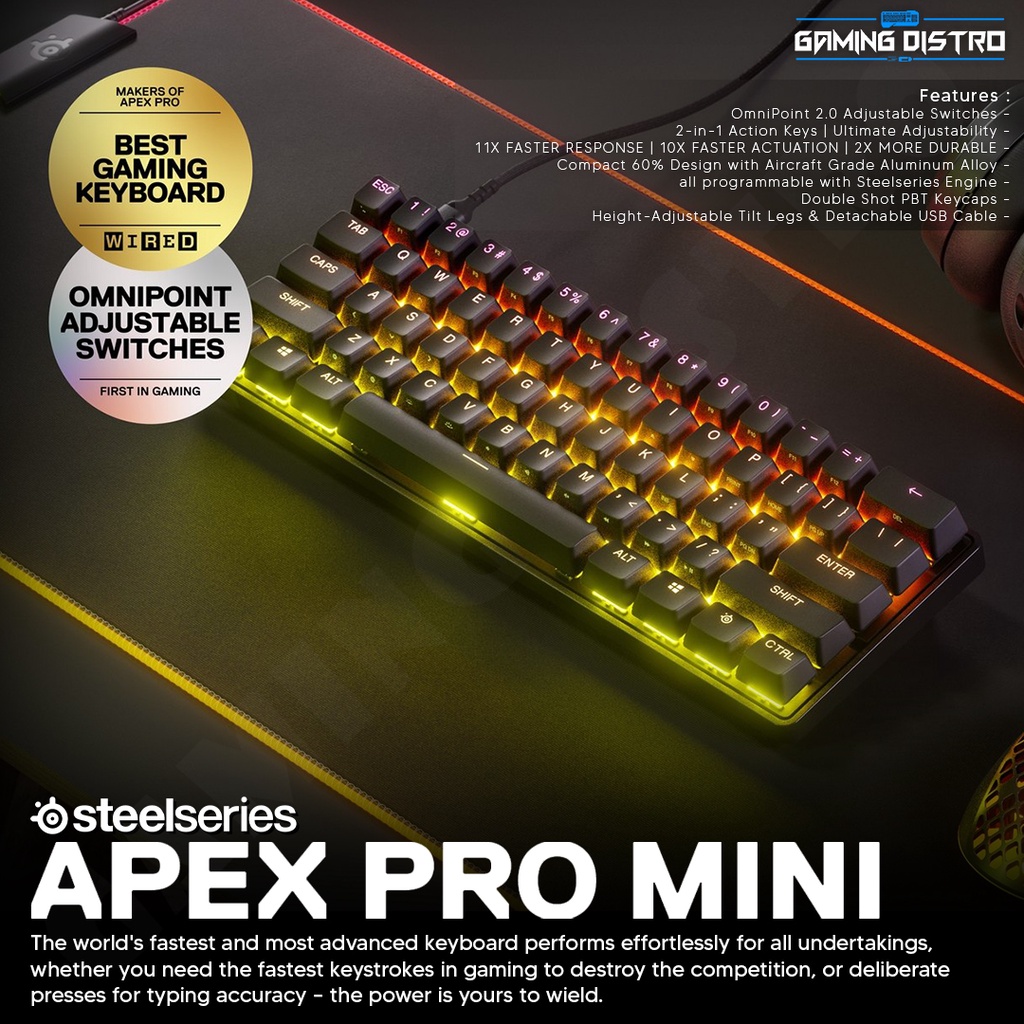 Jual Keyboard Gaming Steelseries Apex Pro Mini 60% OmniPoint 2.0 ...