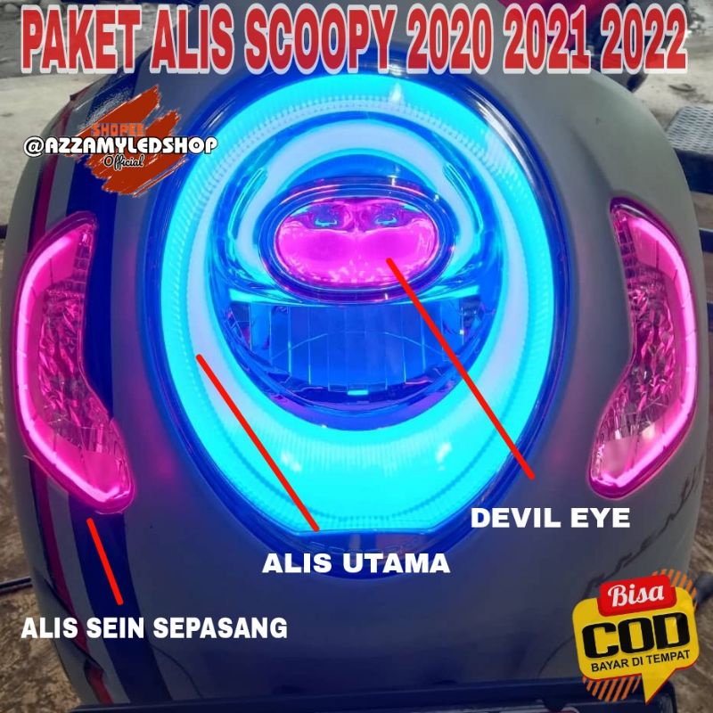 Jual Paket lampu motor DRL alis lampu alis Depan Honda Scoopy 2020 scoopy 2021 scoopy 2022 ...