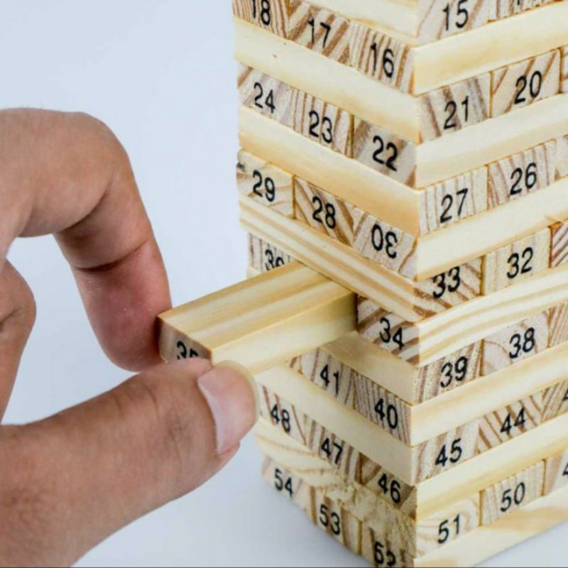 Jual mainan uno stacko kayu balok / uno susun balok kayu / wooden toys ...