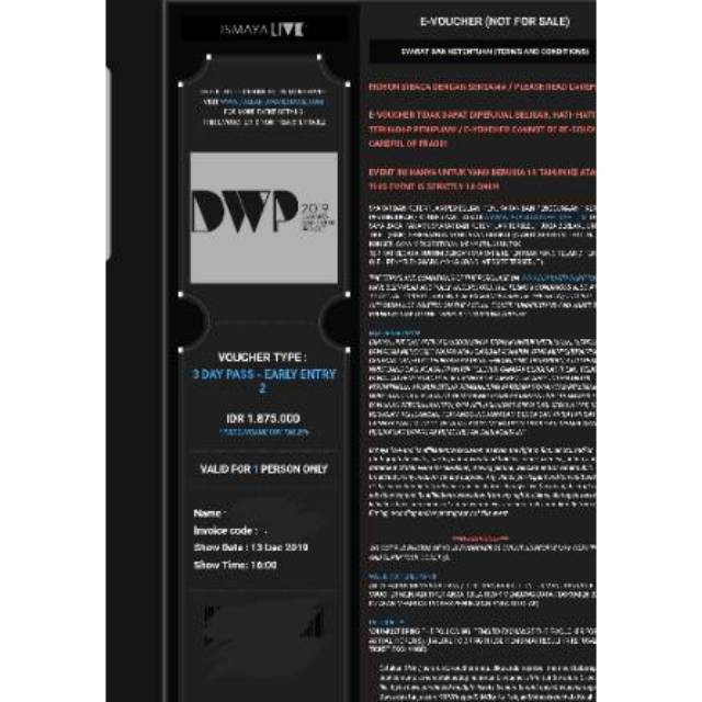 Jual Tiket DWP 3 DAYS PASS Early Entry (jual murah) | Shopee Indonesia