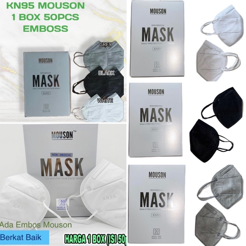 Jual Masker MOUSON KN95 Box isi 50 pcs Embos Mouson Premium Impor 5 ply ...