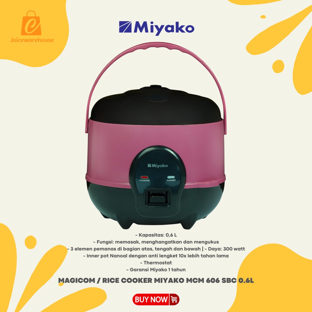 Jual MAGICOM / RICE COOKER MIYAKO MCM 606 SBC 0.6L / 512 SBC 1.2L ...
