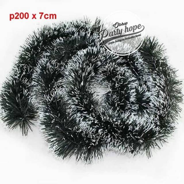 Jual slinger natal hijau salju / hiasan tinsel pohon natal / dekorasi ...