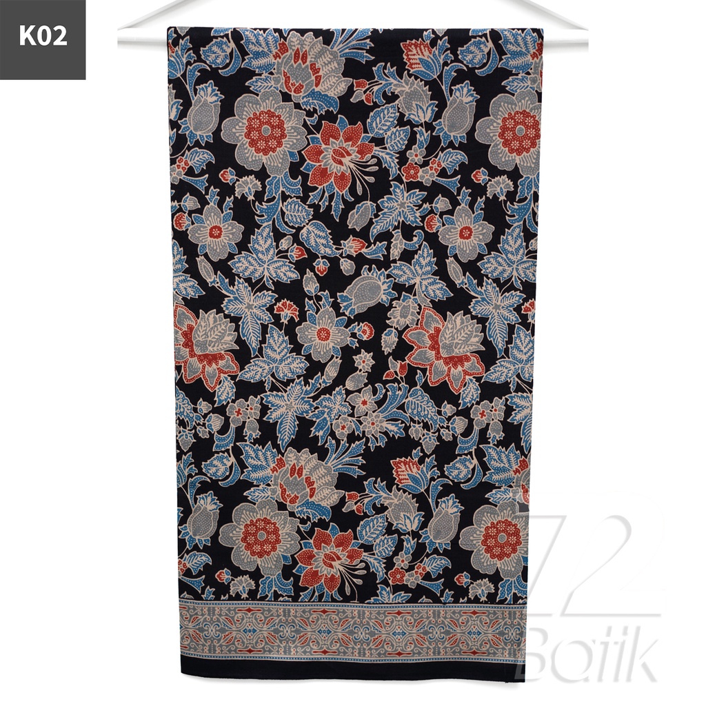 Jual KAIN BATIK PREMIUM Bahan Katun Motif Kembang Warna Hitam Navy ...