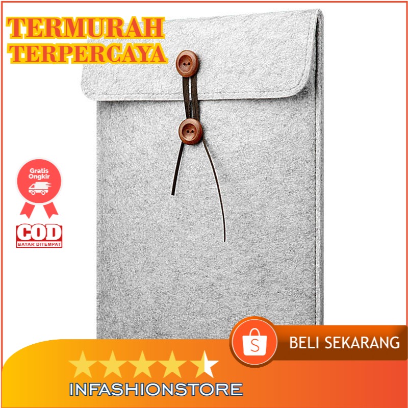 Jual PROMO Rhodey Felt Button Style / Tas Laptop Tablet Simple Tipis ...
