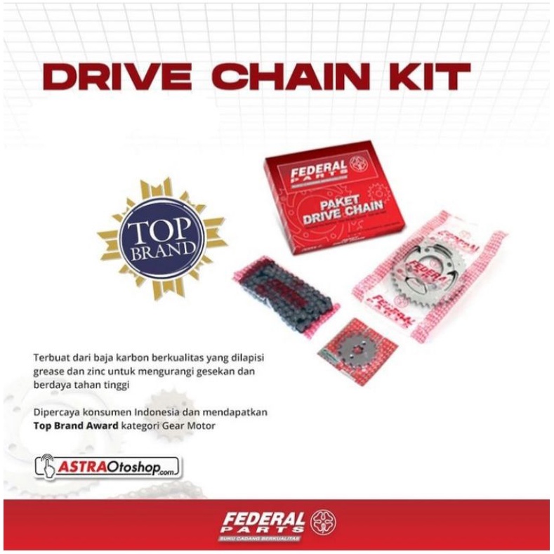 Jual PAKET GEAR SET DRIVE CHAIN KIT HONDA VERZA MERK FEDERAL | Shopee ...