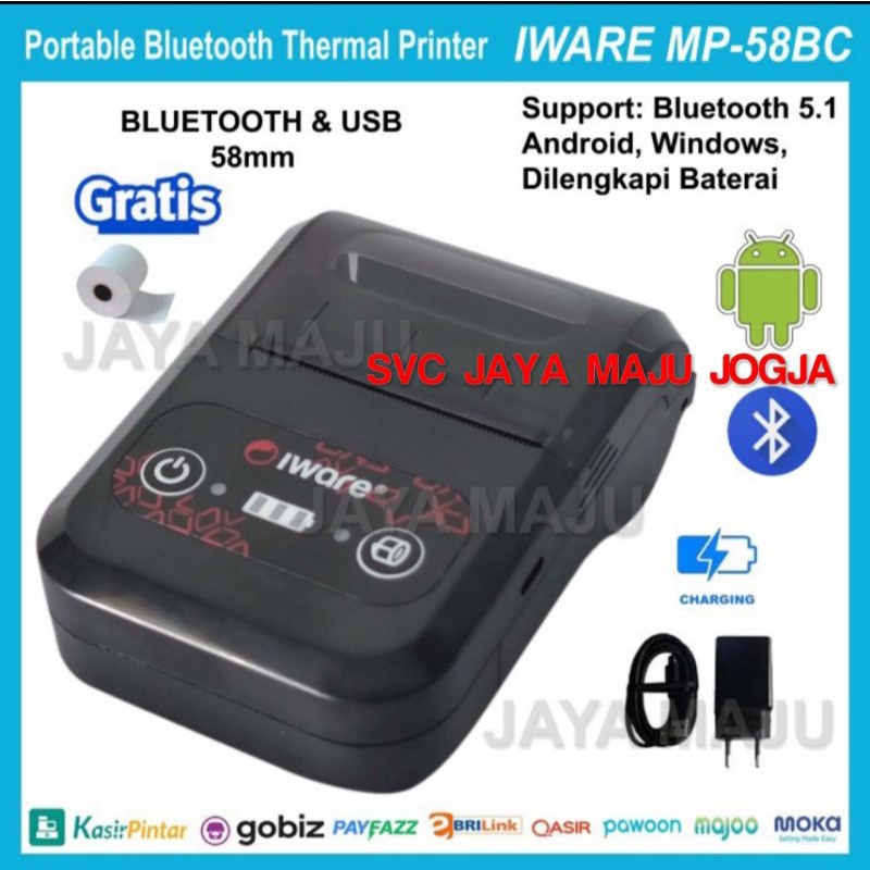 Jual IWARE MP58 BC - BLUETOOTH 5.1 USB - SPEED 75 MM/S - 2.600 mAh 3.7 V + 5 Roll KERTAS || MINI ...
