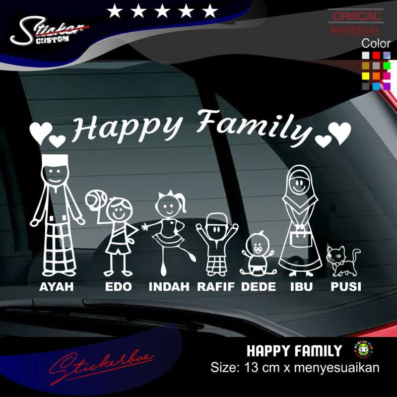 Jual Sticker happy family cutting sticker kaca mobil murah BC deskripsi ...