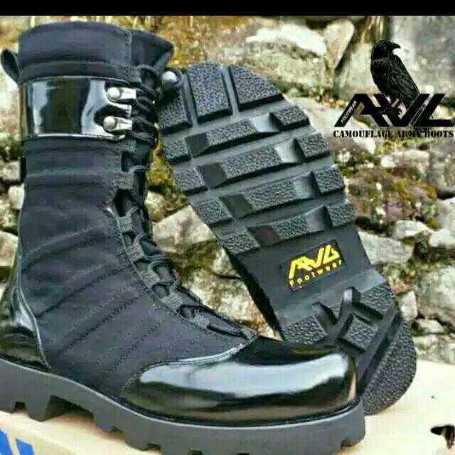 Jual Sepatu PDL hitam Kilap Sol Radial Asli AWL | Shopee Indonesia