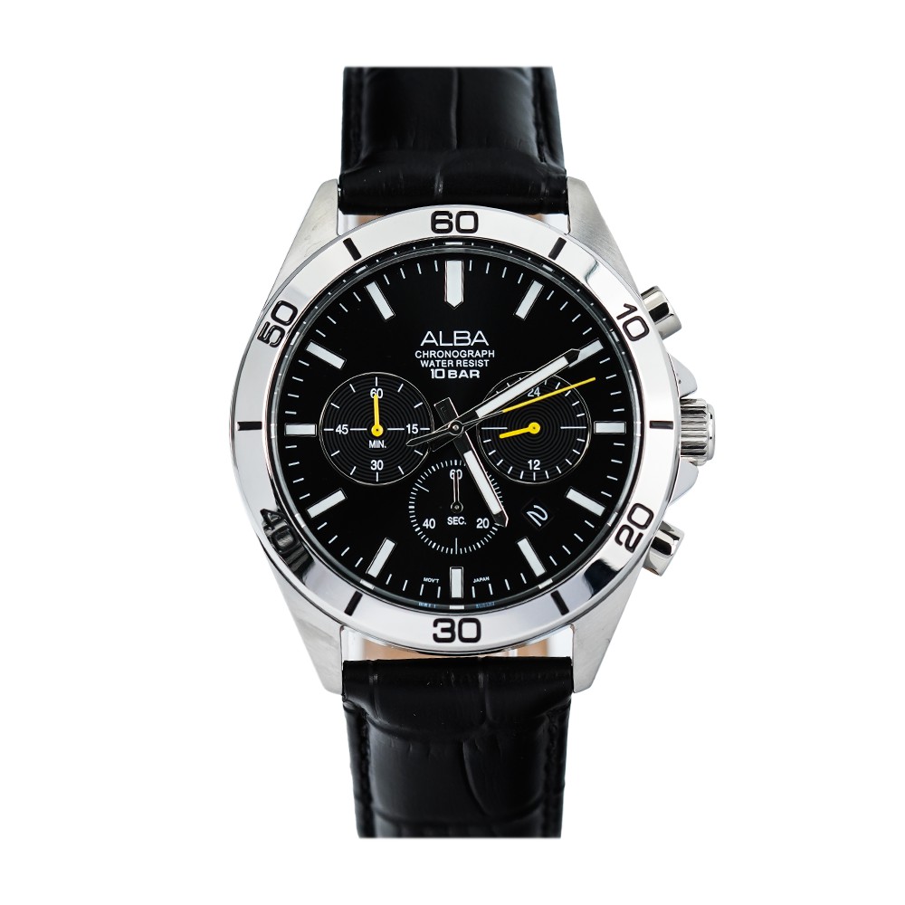 Jual Jam Tangan Pria Alba Active AT3H33X1 Black Dial and Leather Strap ...