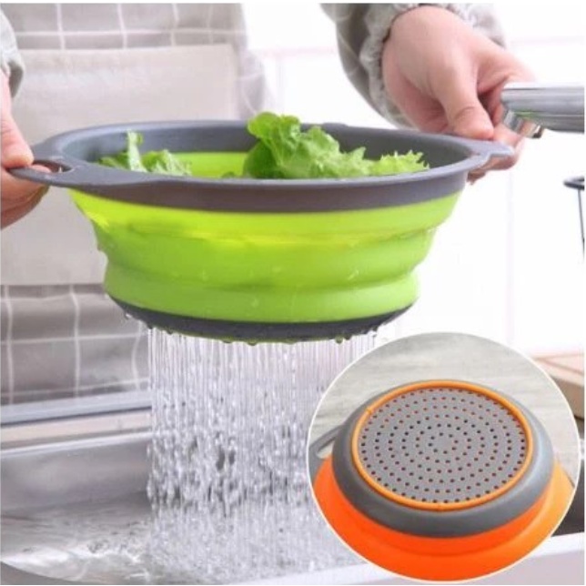 Jual Baskom lipat / baskom silicone/tempat cuci peniris beras buah ...