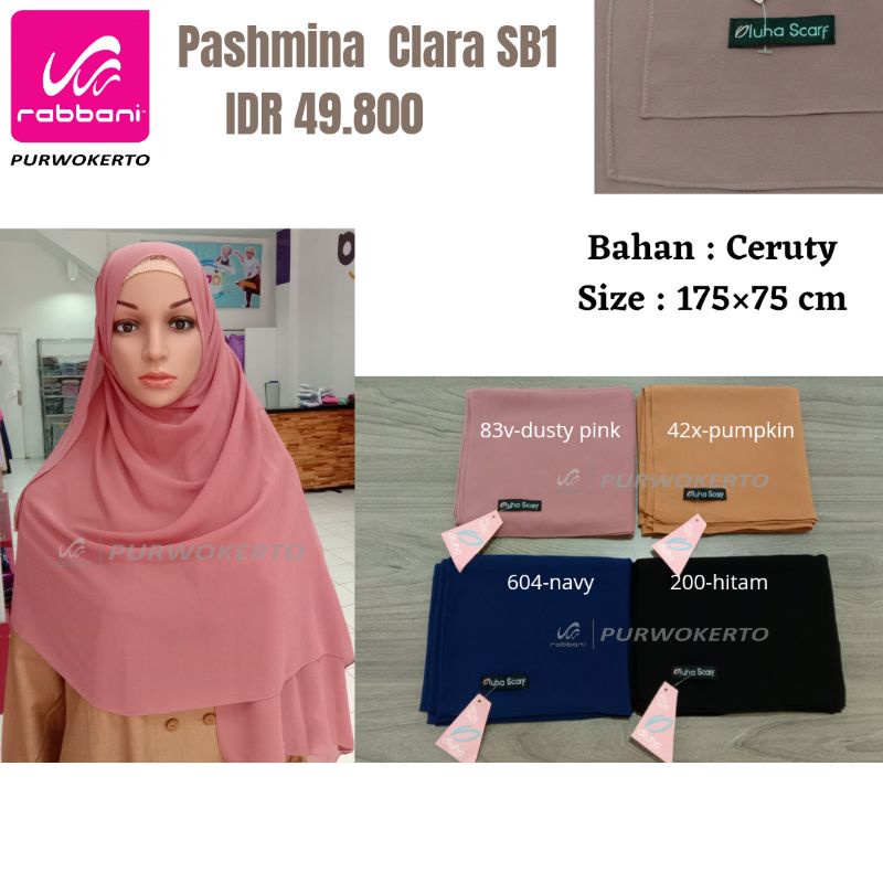 Jual PASHMINA CLARA SB1 DLUHA RABBANI / PASHMINA RABBANI CLARA | Shopee ...