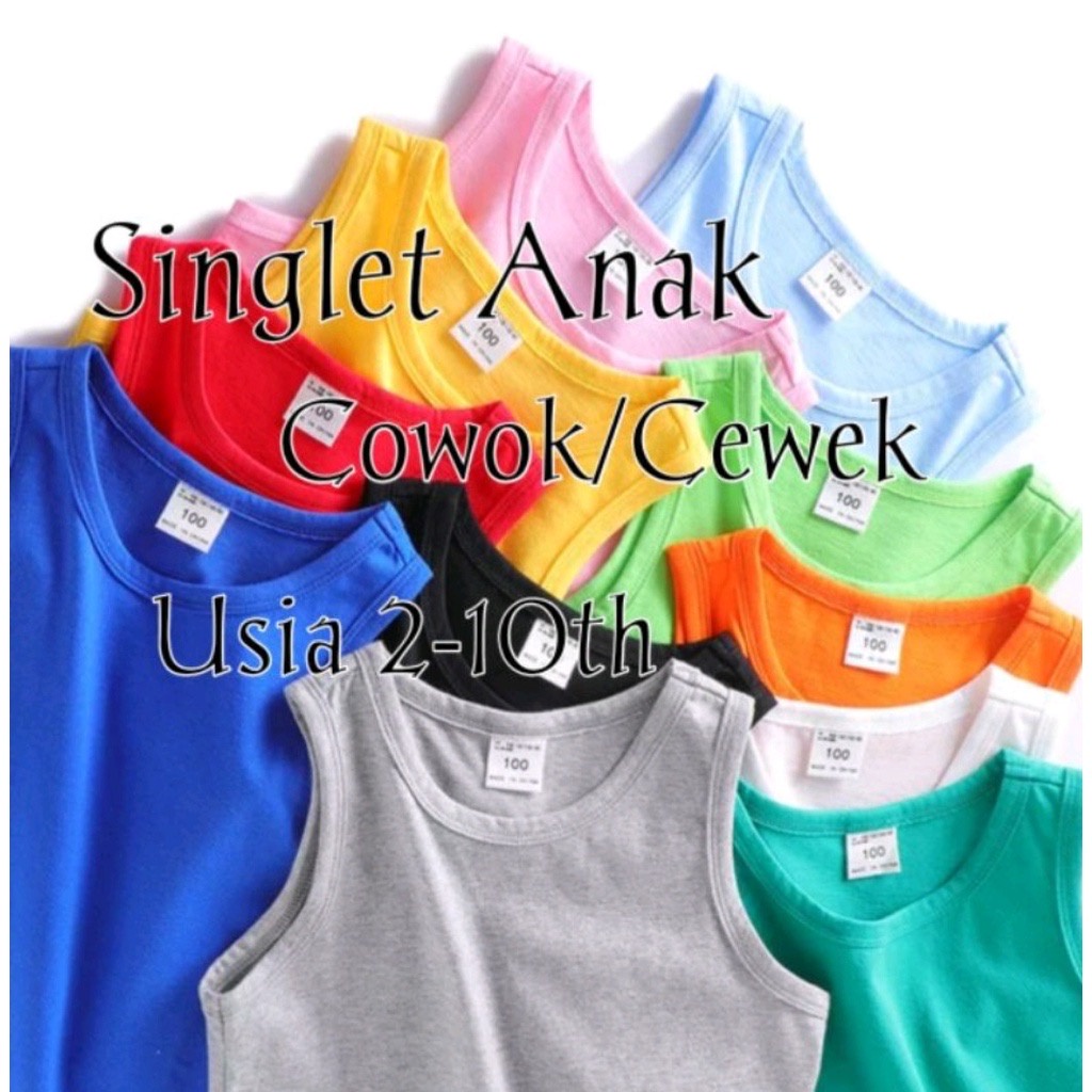 Jual kaos singlet polos anak usia 2-10 tahun/singlet anak cewek cowok ...
