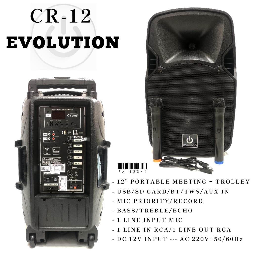 Jual Speaker Portable CRMSON CR-12 EVOLUTION CR12 EVOLUTION MEETING WIRELESS 12 INCH ORIGINAL ...