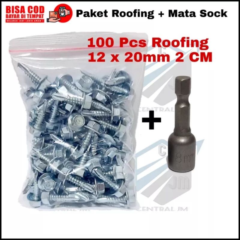 Jual Baut Baja Ringan Roofing 1 Pack [ 100 Pcs ] Ukuran 12 x 20mm ...