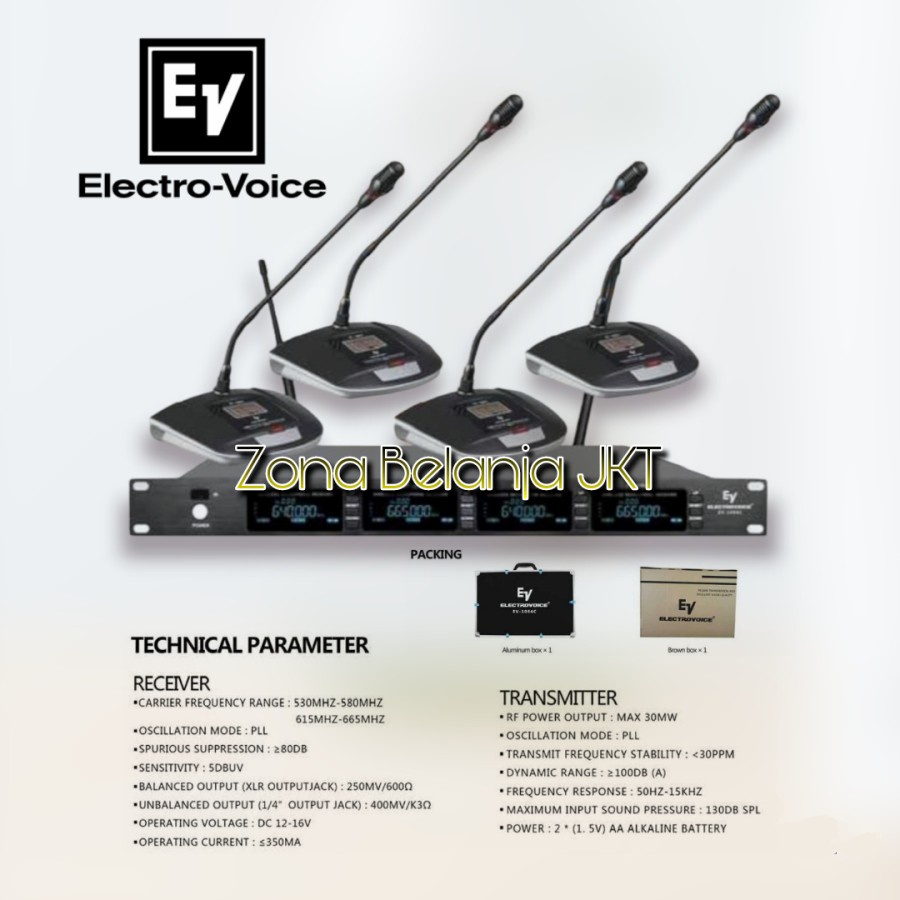 Jual Microphone - Mic Wireless Conference Podium Electrovoice EV-1004C ...