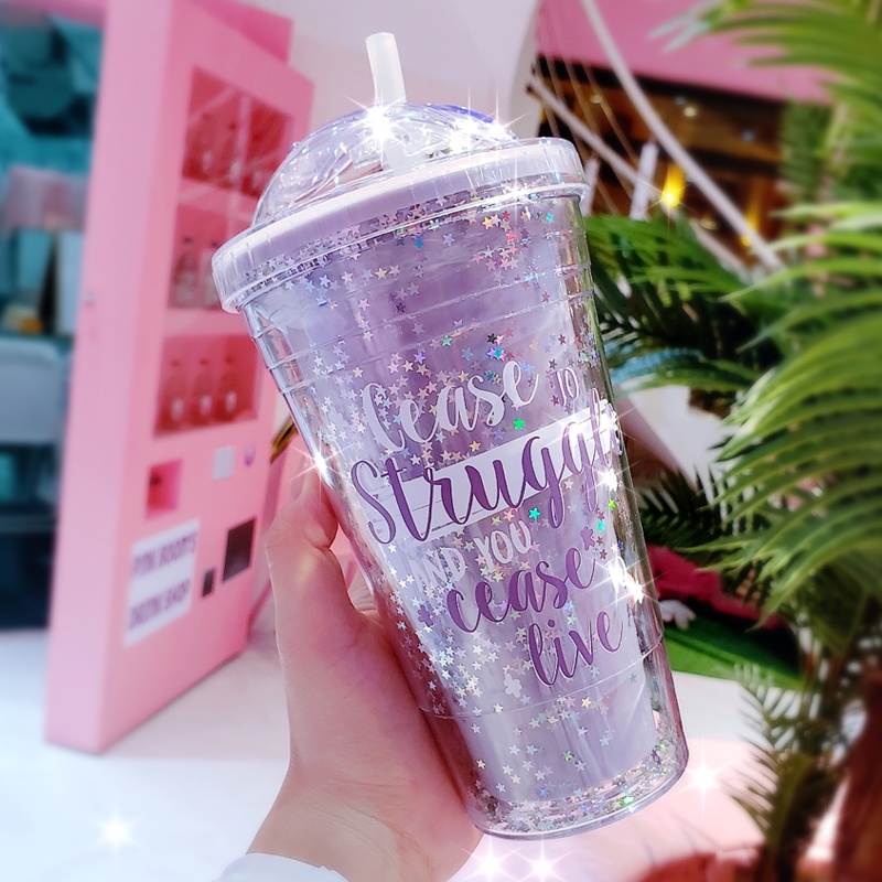 Jual Tumblr Minum Sedotan Lucu Glitter Tumbler Cups Blink ...