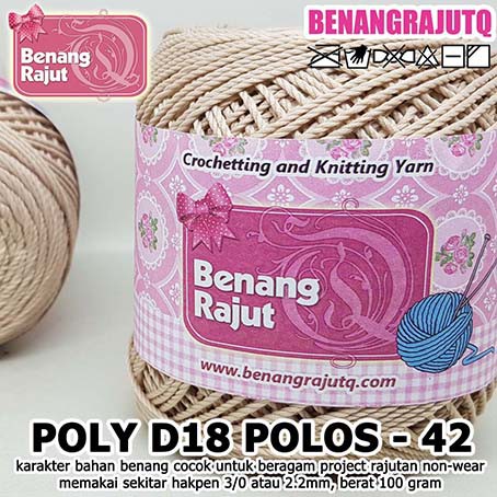 Jual BENANG POLY / POLYESTER NO 42 - WARNA KREM MUDA UKURAN D18 (SMALL ...
