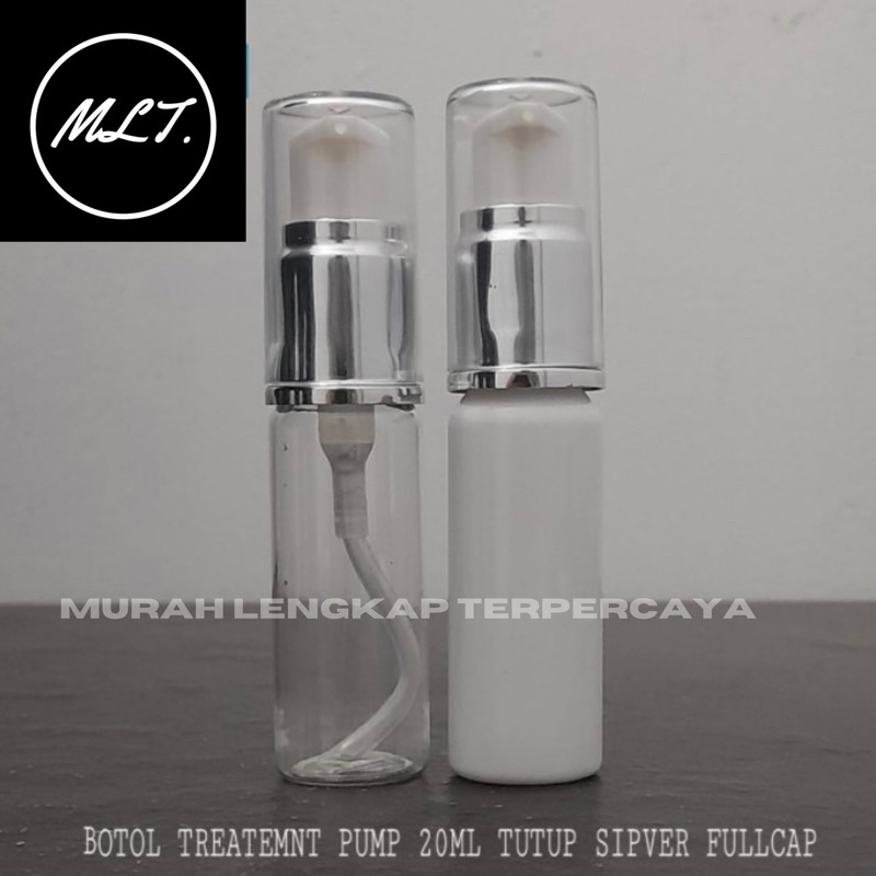 Jual BOTOL 20ML PUMP TREATMENT SILVER FULLCAP FULL COVER FULCOVER PET BENING PUTIH LOTION ...