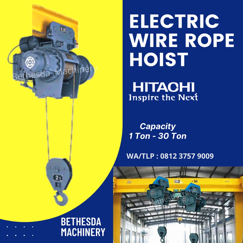 Jual Hoist Wire Rope 1 Ton 2 Ton 3 Ton Merk Hitachi | Shopee Indonesia
