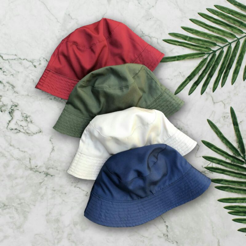 Jual Bucket Hat / Topi Bucket Polos Timbal Balik | Shopee Indonesia