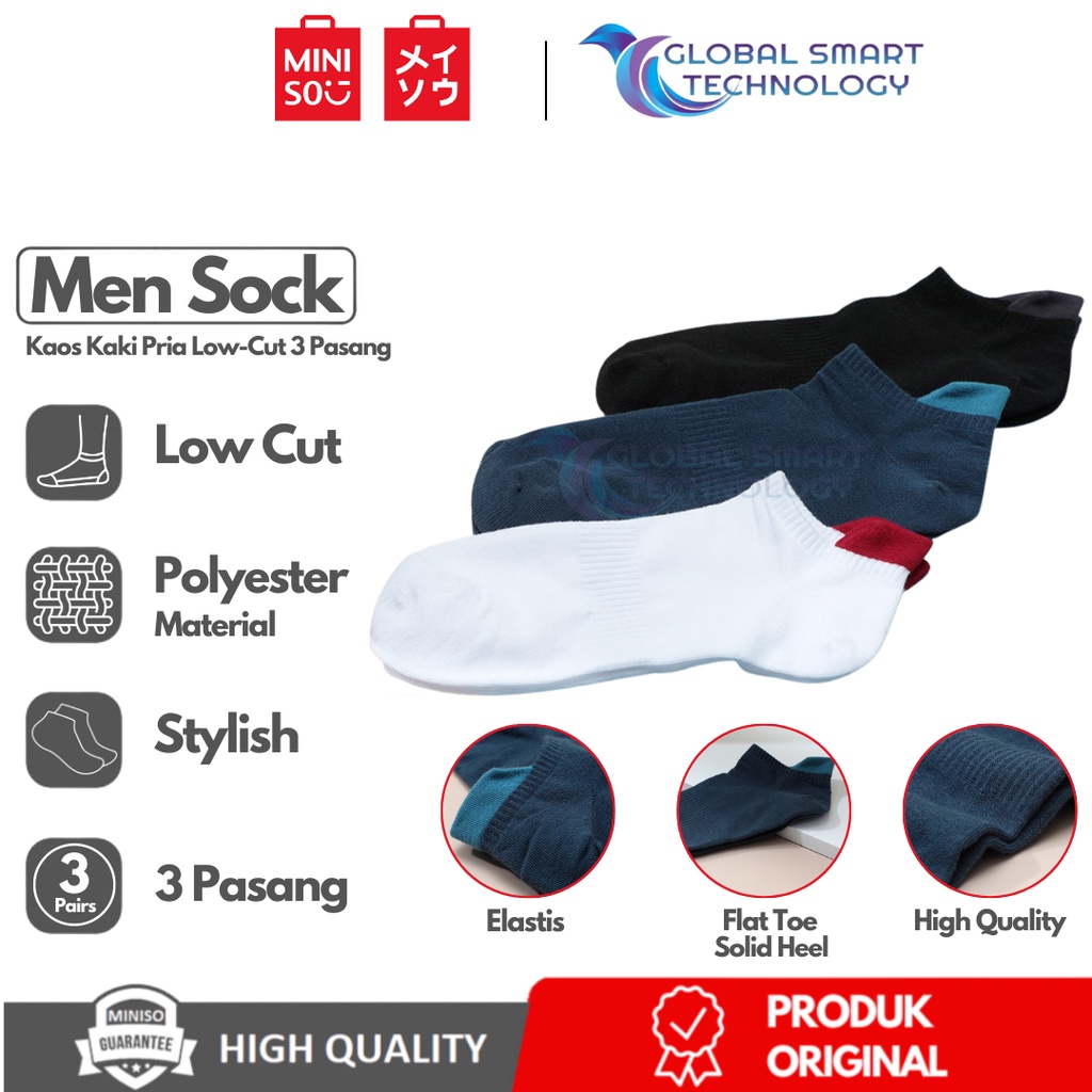 Jual Miniso Men Contrast Color Low Cut Sock Kaos Kaki Laki-laki Pria ...