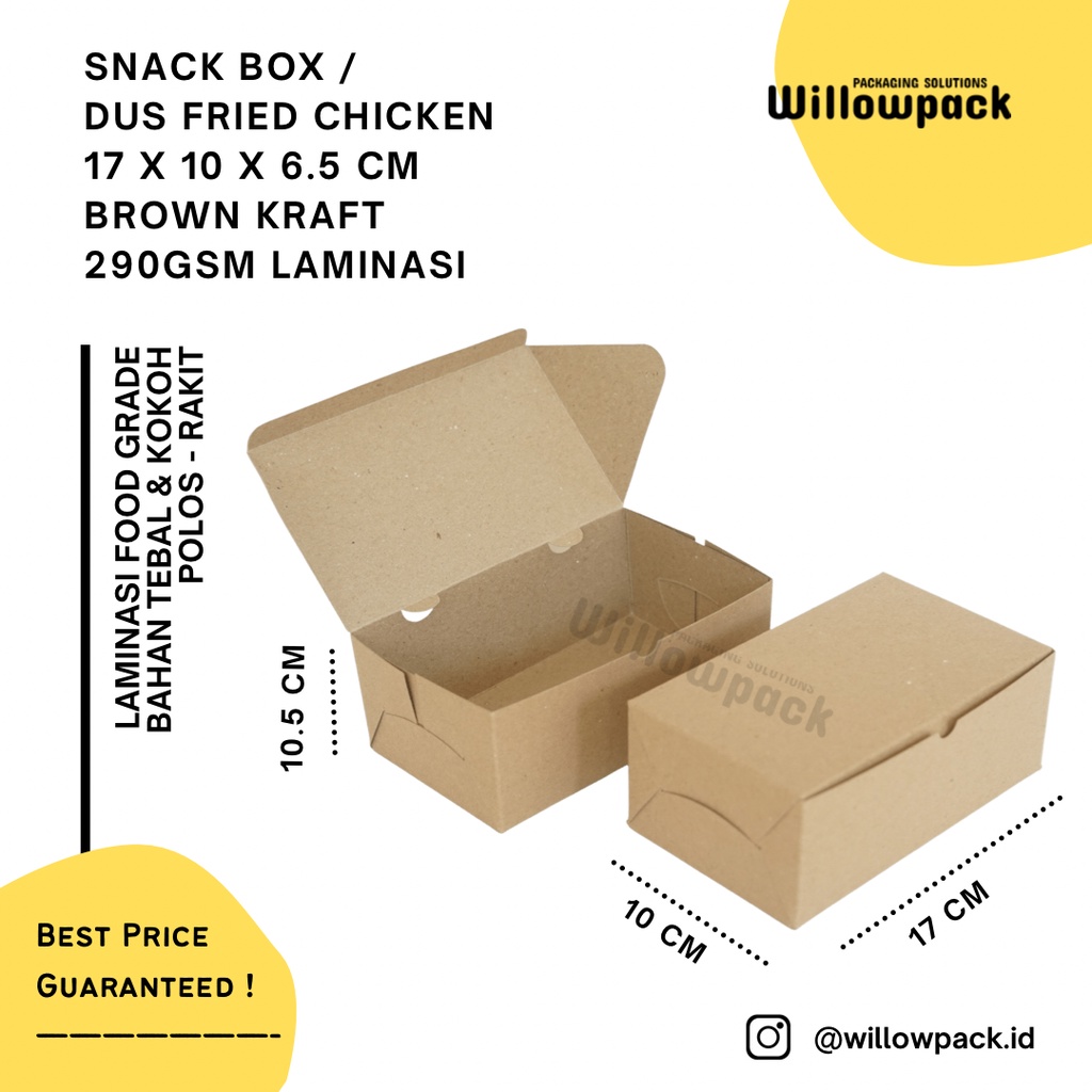Jual DUS SNACK BOX 17x10x6.5 KRAFT LAMINASI DUS KFC NASI AYAM KUE ...