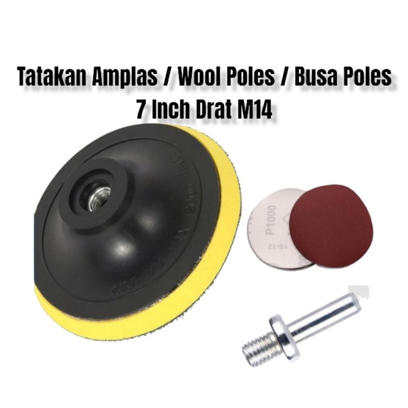Jual Tatakan Amplas Bulat 7" M14 Busa Poles Wool Poles 7 Inch Drat M14 ...