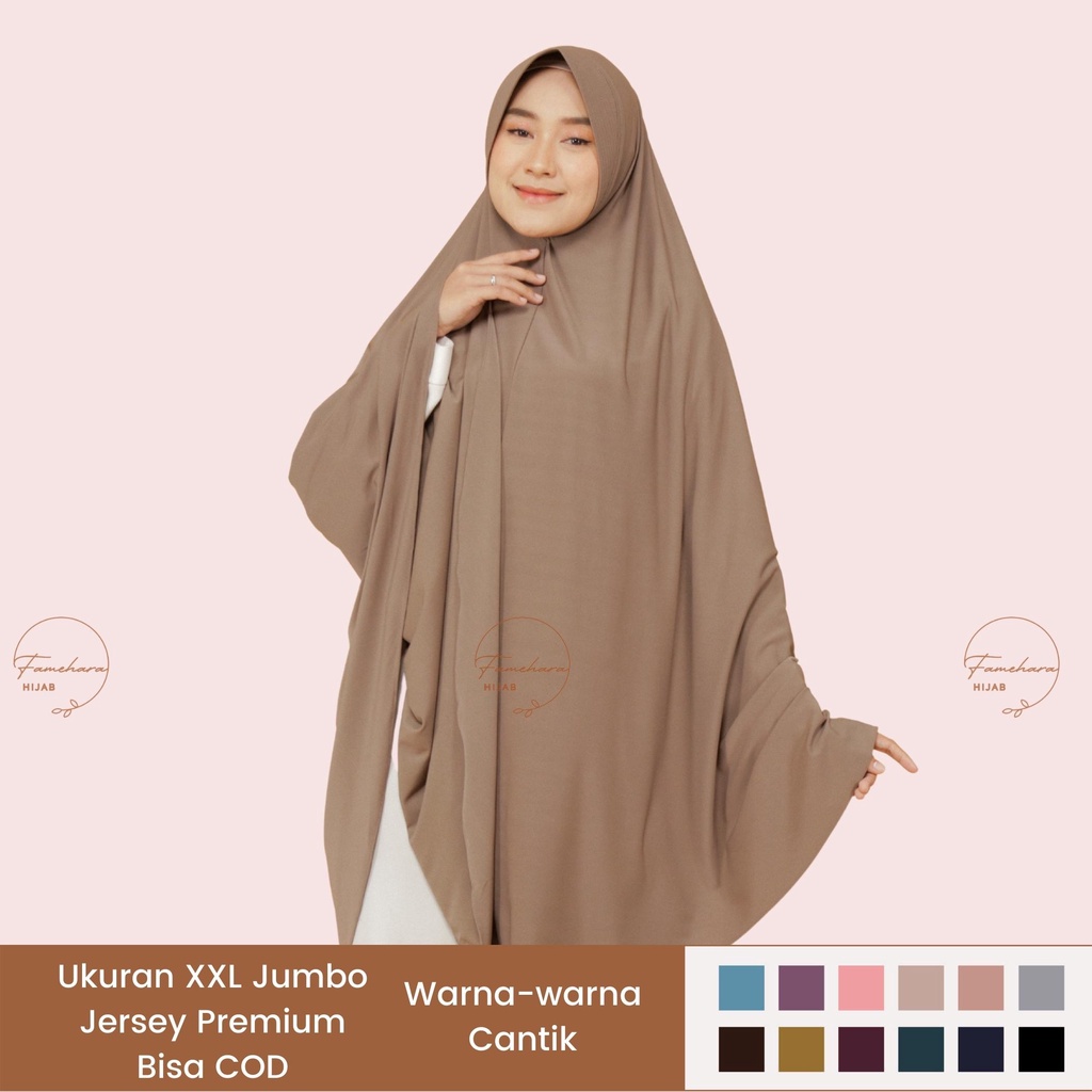 Jual Famehara.id Hijab Instan Hawa Ukuran XXL Jumbo Haji dan Umroh Pad Antem dan Non Pad Lembut ...