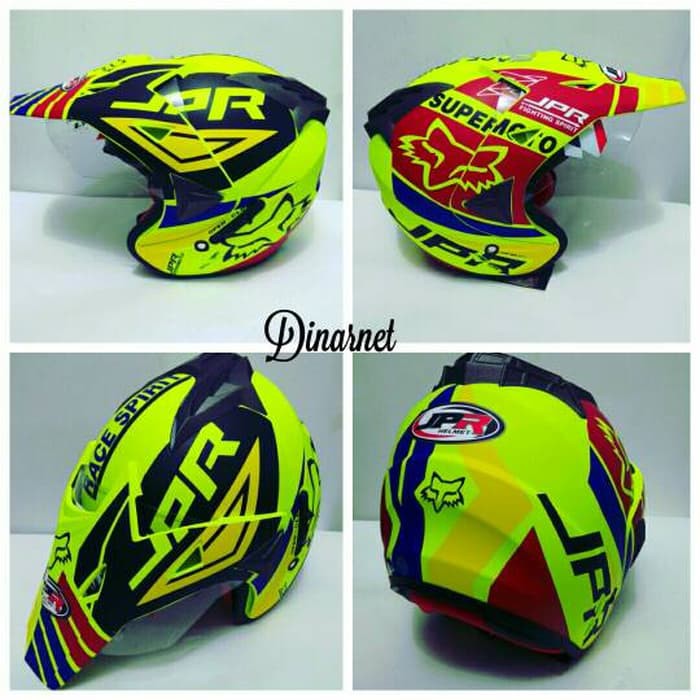 Jual Helm Semi Cross Double Visor SNI Trabas Supermoto Klx Fox Yellow ...