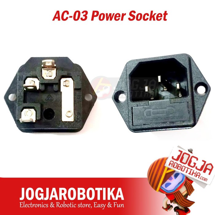 Jual AC-03 Power Socket AC Power 2in1 + Fuse Folder Soket Outlet Inlet | Shopee Indonesia
