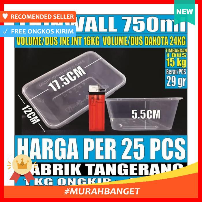 Jual Thinwall 750 Ml Food Container Box Tempat Kotak Makan Plastik Murah - Bekal - Kotak Makan ...