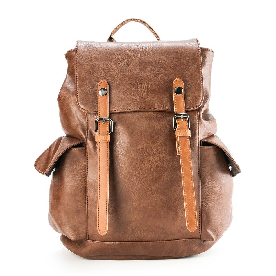 Jual Urban State - Distressed Leather Carryall Backpack - Camel ...