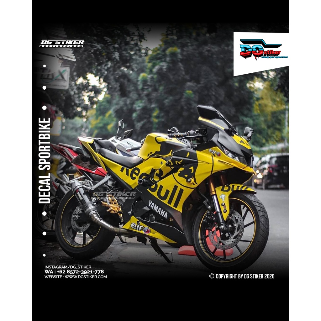 Jual Decal R15 V3 Kuning Redbull Auto Cutting | Shopee Indonesia