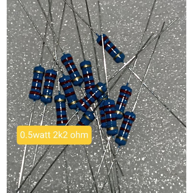 Jual 10BUAH RESISTOR 0.5WATT 2K2 OHM RESISTOR 0.5 WATT 2K2OHM SETENGAH WATT 2K2 OHM 1/2 watt 2k2 ...