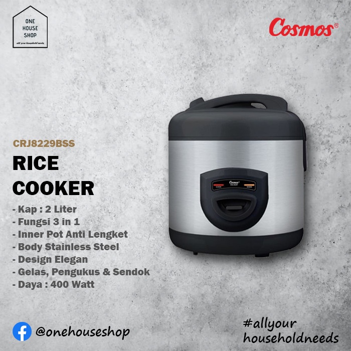 Jual Rice Cooker Cosmos Magic Com 2 Liter Stainless Body CRJ8229BSS ...