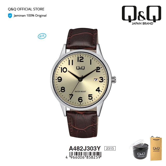 Jual Q&Q QnQ QQ Original Arloji Jam Tangan Pria Analog Kulit Leather - A482 A482J Water Resist 3 ...