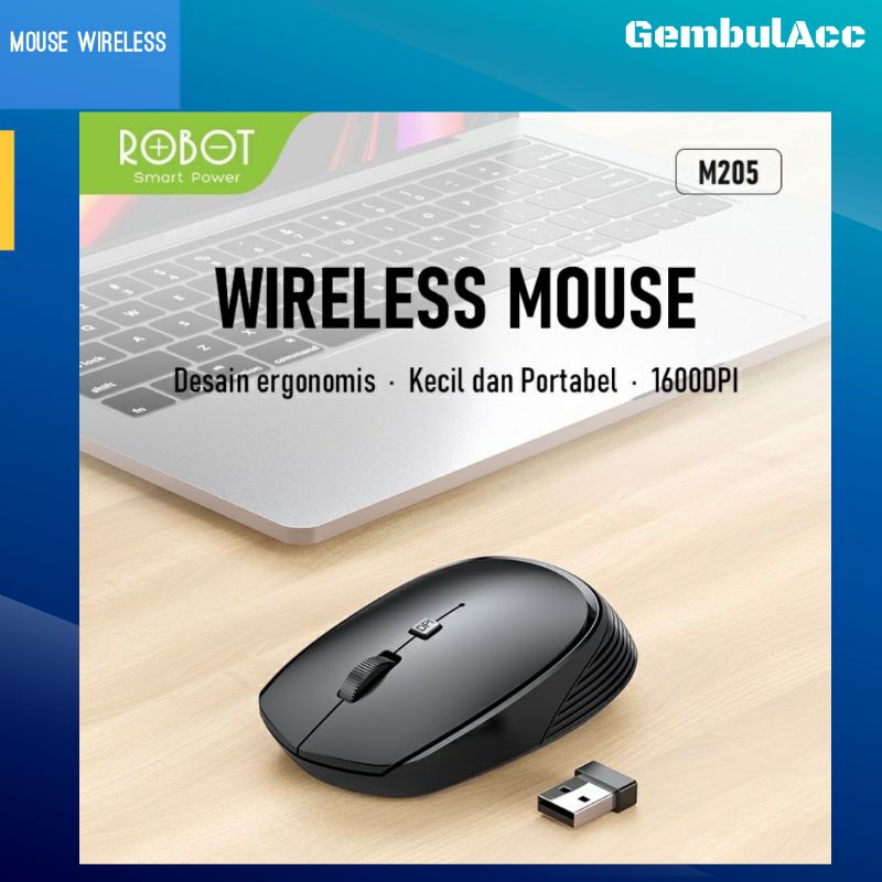 Jual Mouse Wireless ROBOT M205 2.4GHz Silent dengan Receiver USB PC dan Laptop | Shopee Indonesia