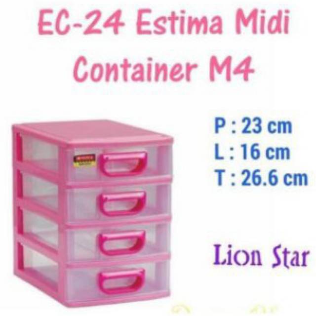 Jual LACI PLASTIK SUSUN 4 ESTIMA MIDI CONTAINER M-4 EC 24 LION STAR LACI MINI CONTAINER M4 EC24 ...