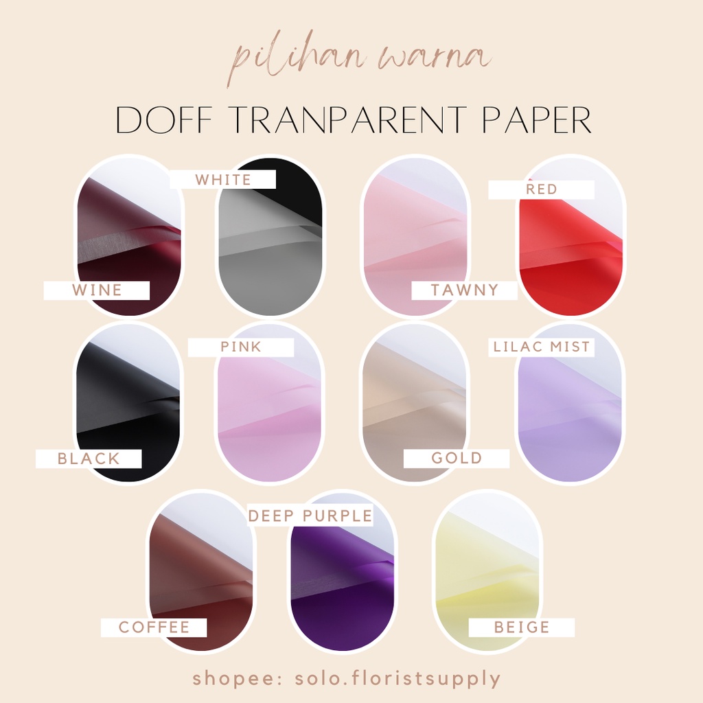 Jual DOFF TRANSPARENT CELLOPHANE FLOWER WRAPPING KERTAS MATE DOP DOF ...