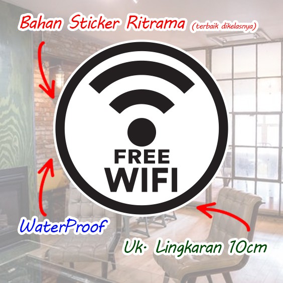 Jual Stiker tanda FREE WIFI hitam 10cm | Shopee Indonesia