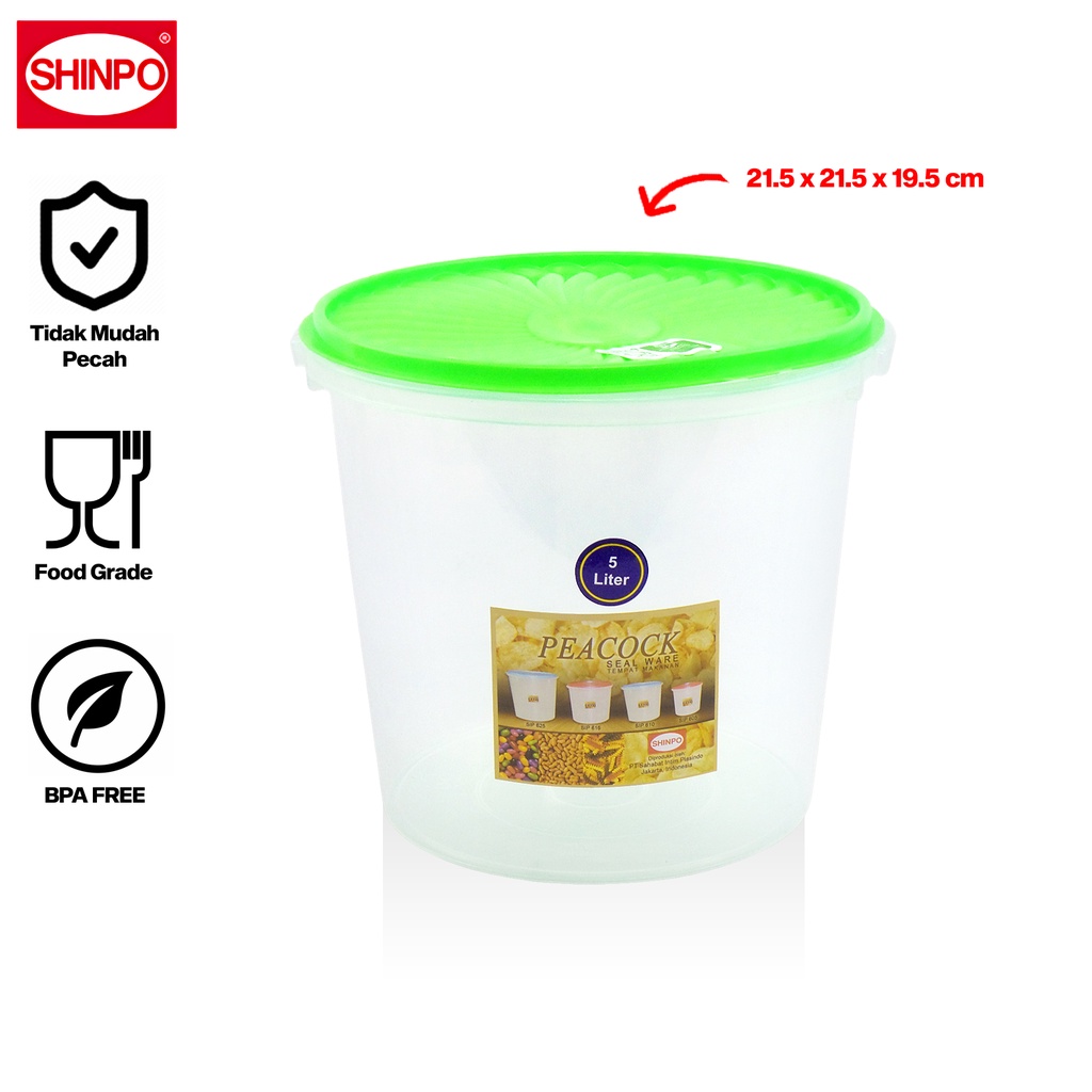 Jual SHINPO Toples Plastik 5 L Penyimpanan Makanan Peacock Food Storage ...