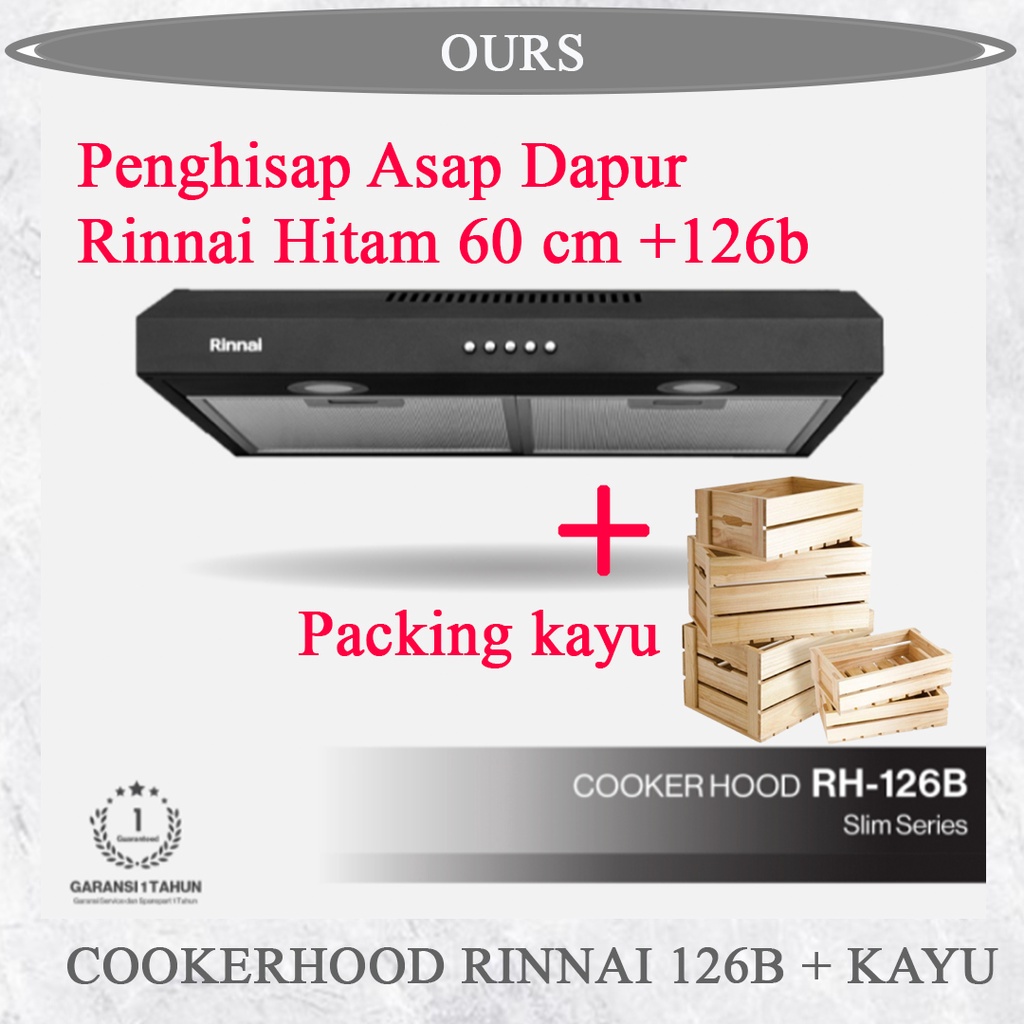Jual Cooker Hood RINNAI RH 126 B Penghisap asap dapur hitam 60cm 126b (sudah termasuk packing ...