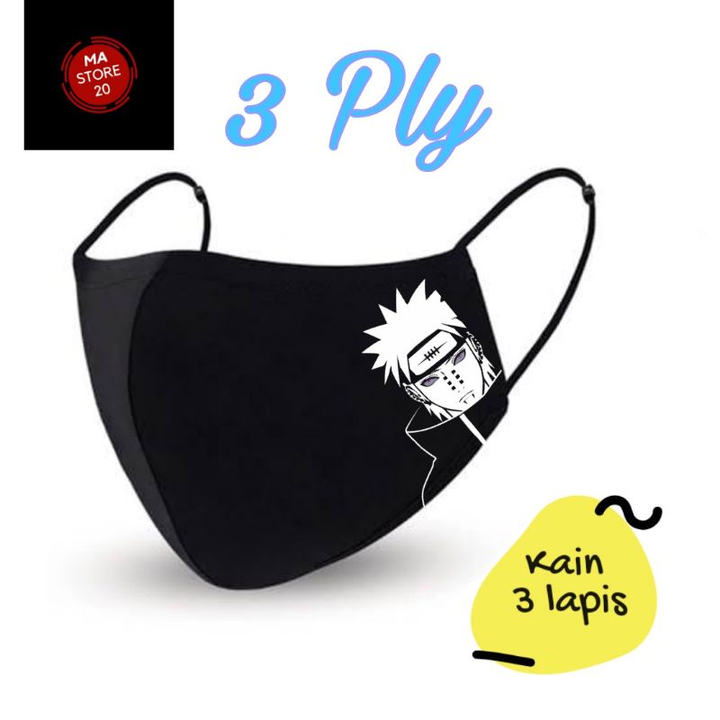 Jual Masker Kain Anime NARUTO SHIPPUDEN / Masker Hitam 3 lapis 3Ply ...