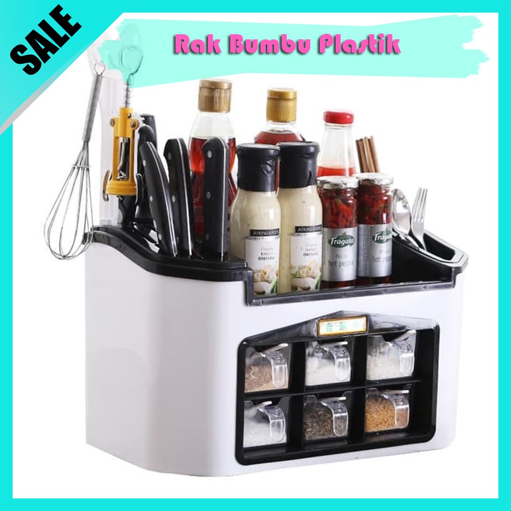 Jual Rak Dapur Plastik Rak Plastik Dilengkapi 6 Tempat Bumbu Dapur ...