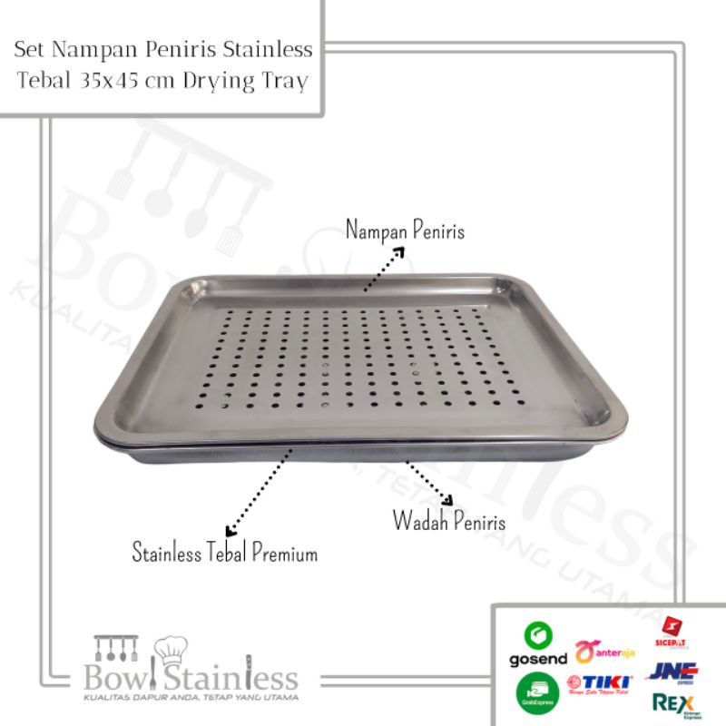 Jual Set Nampan Baki Lubang Cooling Tray Peniris Stainless 45x35 Cm ...