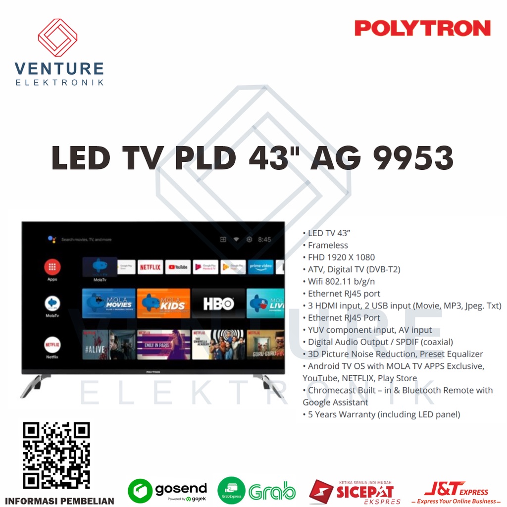 Jual POLYTRIN LED TV 43 AG 9953 ( ANDROID TV ) | Shopee Indonesia