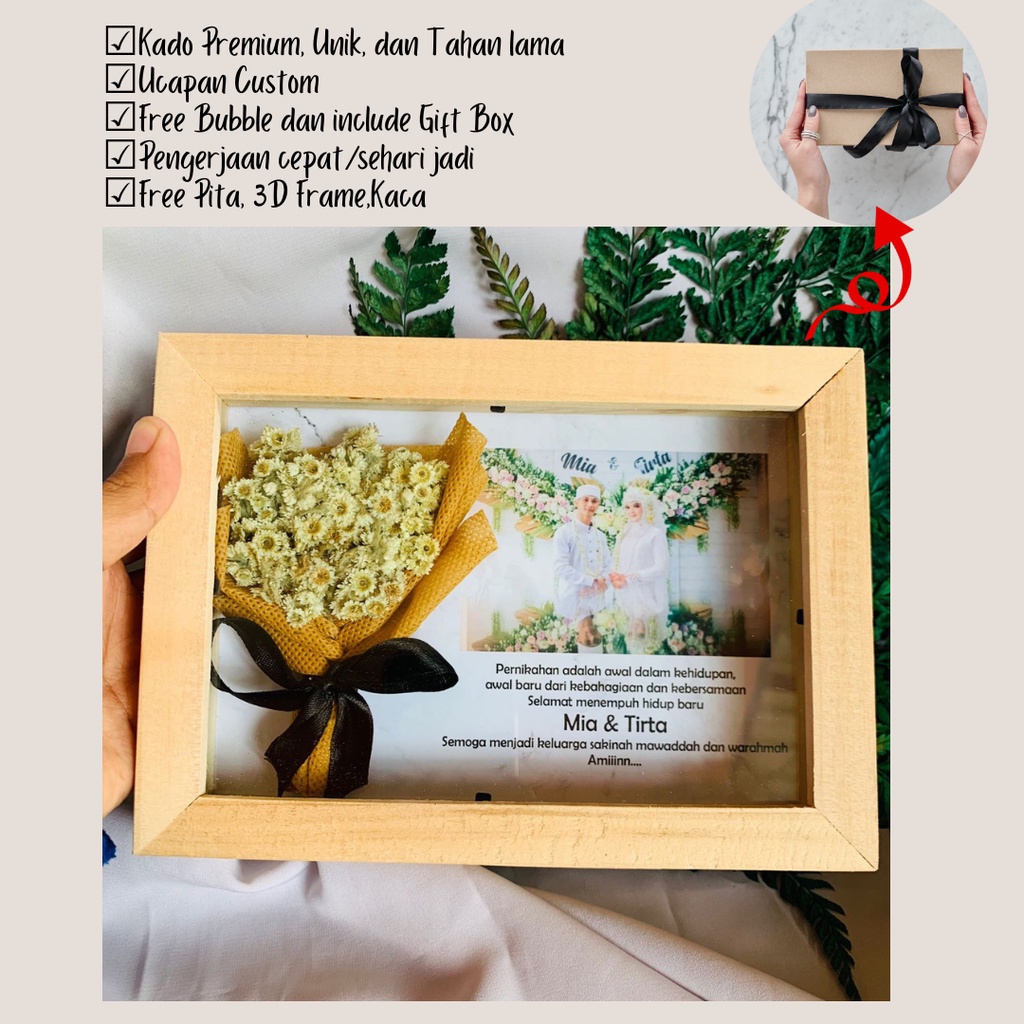 Jual Kado Frame custom Kayu 3D 5R/ Kado sahabat/ kado wedding/kado ...