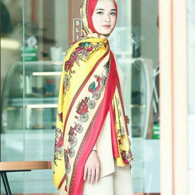 Jual Hijab Pashmina katun turki premium kereta kuda kuning | Shopee ...