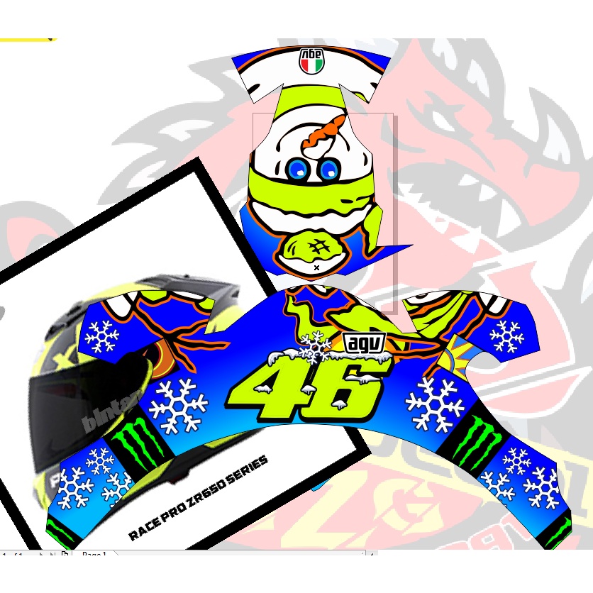Jual sticker decal helm GM Race Pro VR 46 rossi snowman | Shopee Indonesia